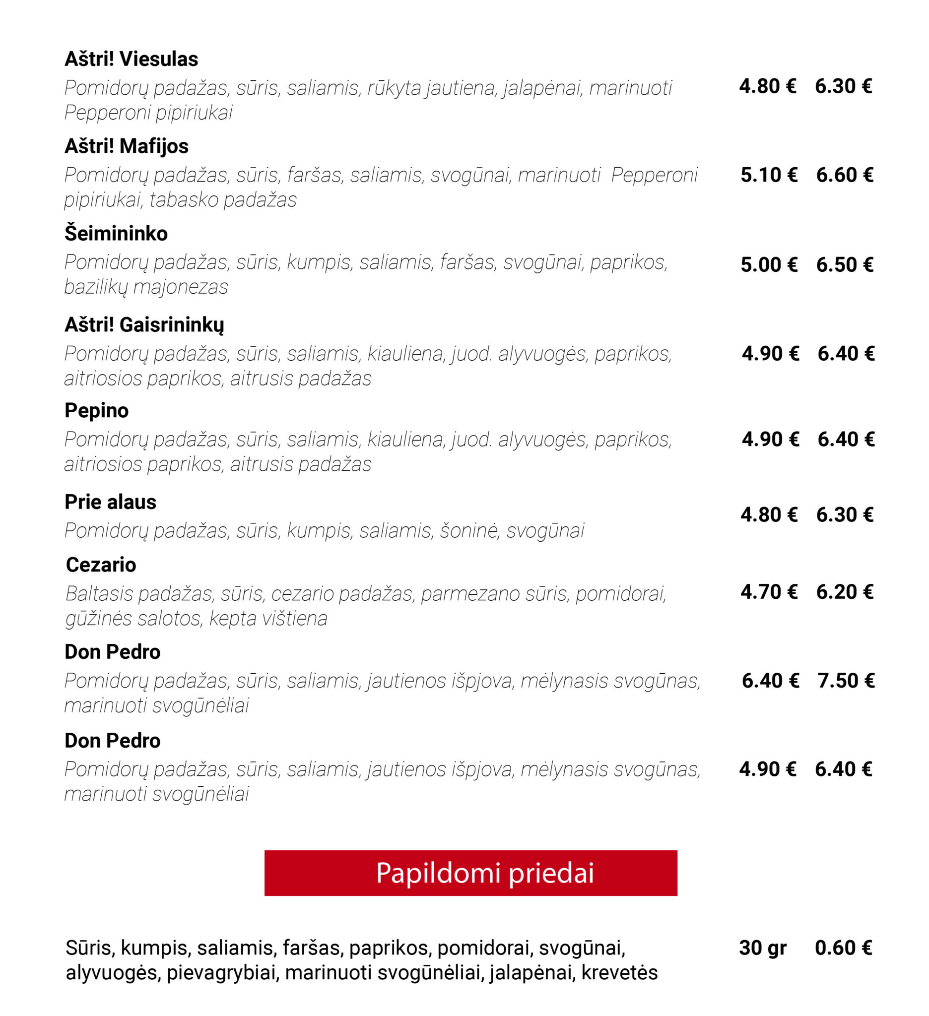 Picų Meniu - Viešbutis restoranas žuvėdra